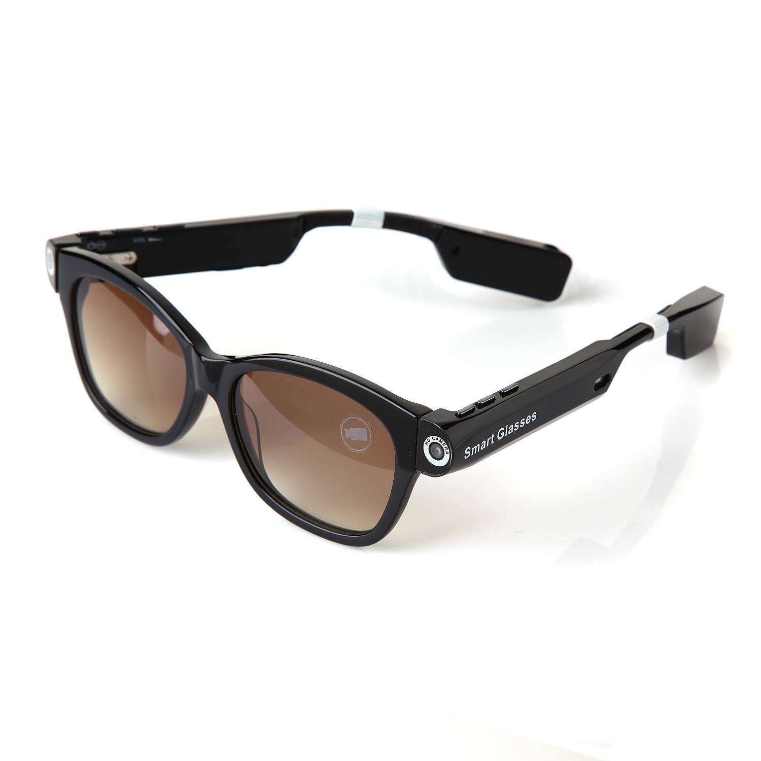 V1 Smart Glasses Camera Bluetooth Call And Music With Flash Light Mic Gps Brown
